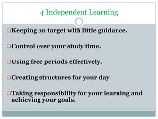 Study Skills topics covered | PPTX