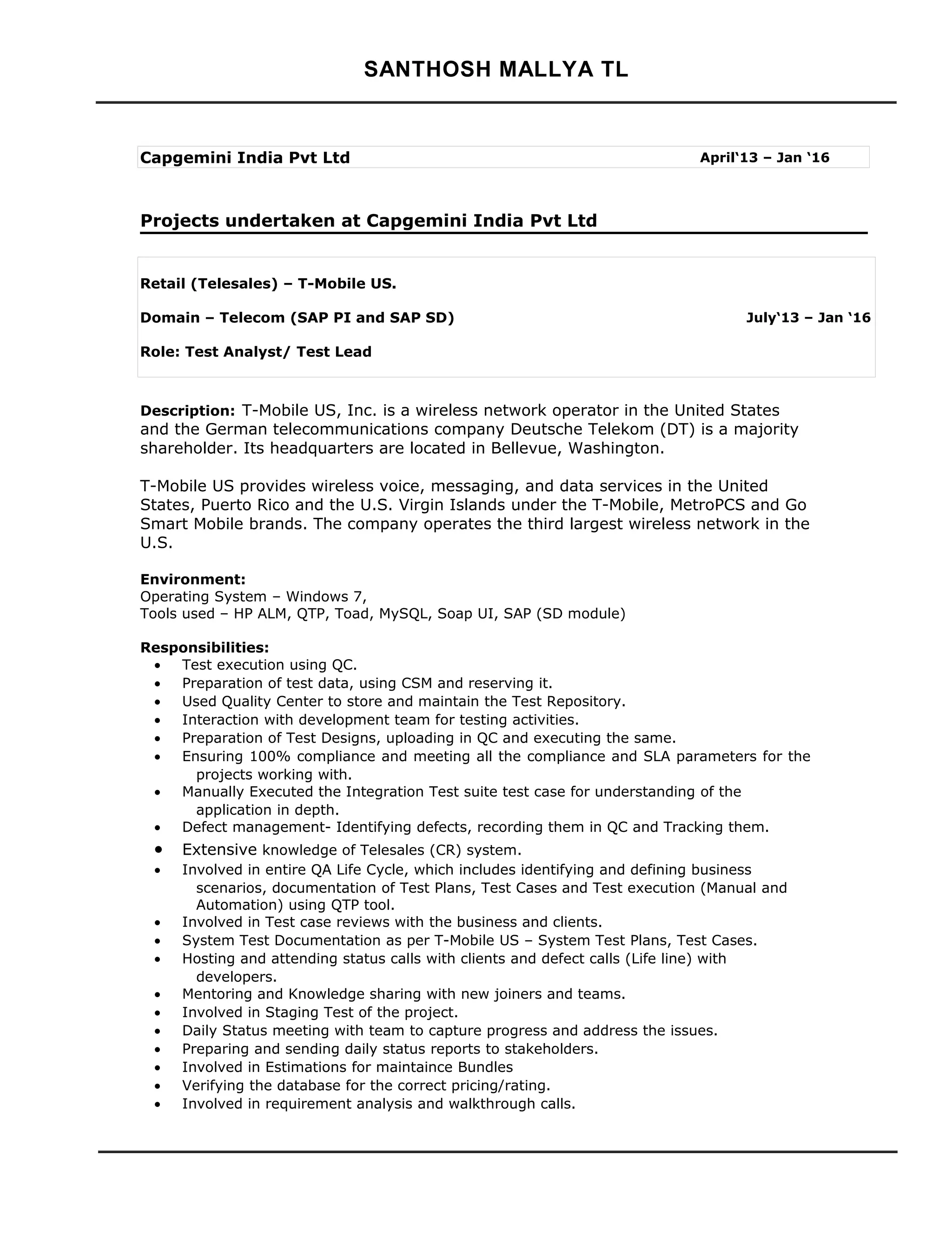 Santhosh Mallya TL | PDF