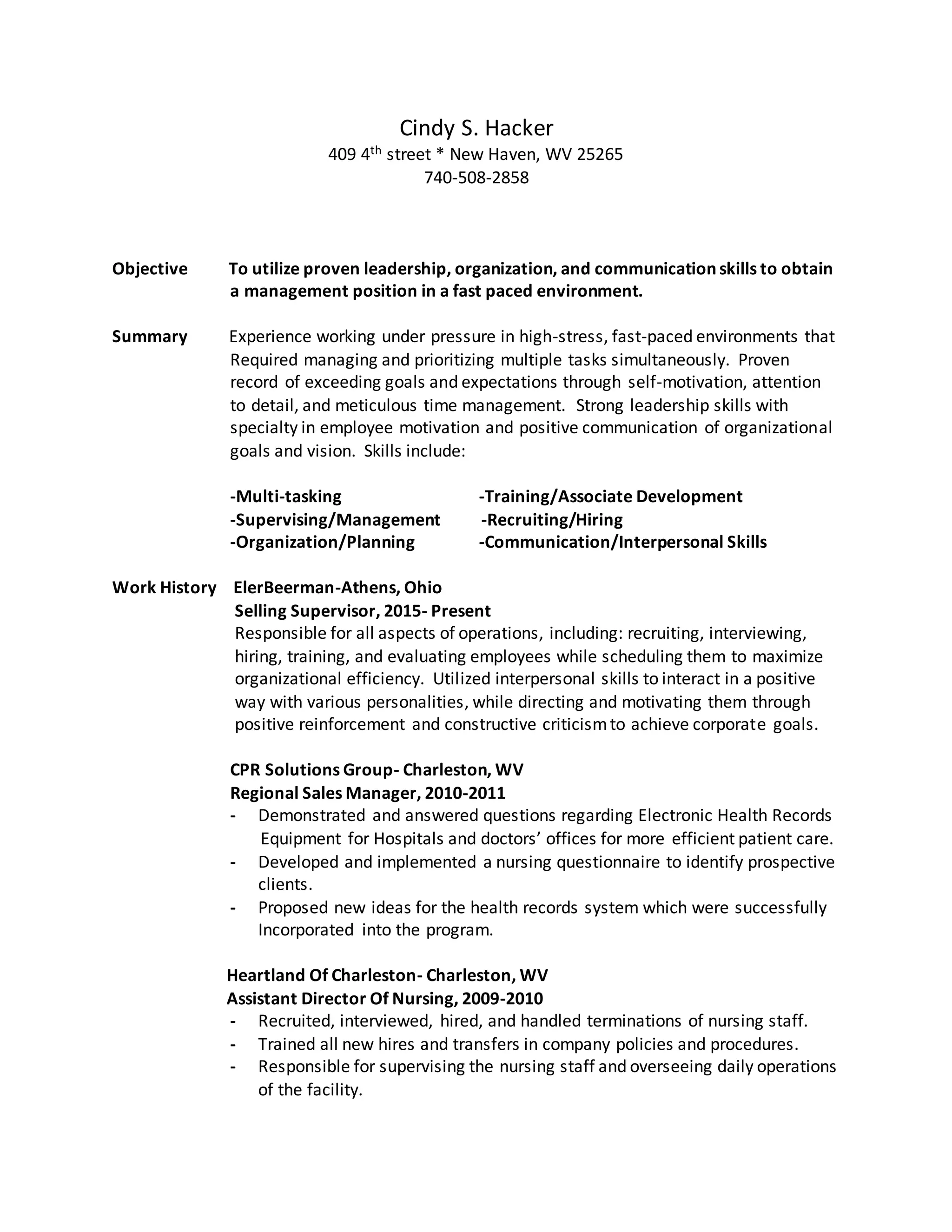 Cindy Resume | DOCX