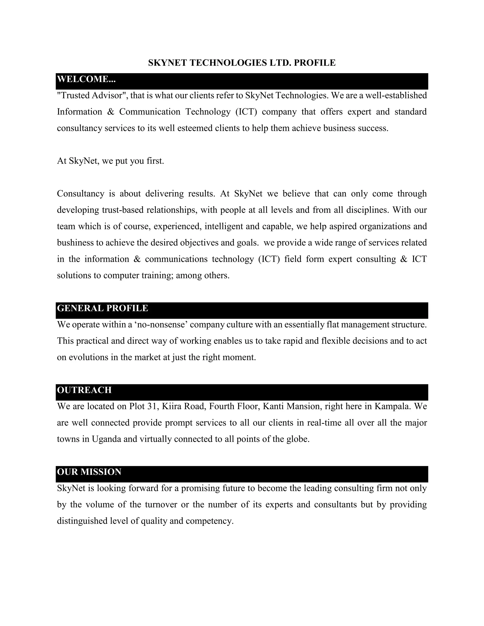 SkyNet Profile | PDF