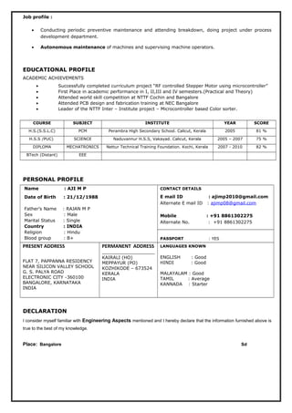 Resume_Updated_Aji M P | PDF