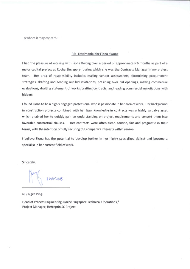 Reference Letter- Roche | PDF