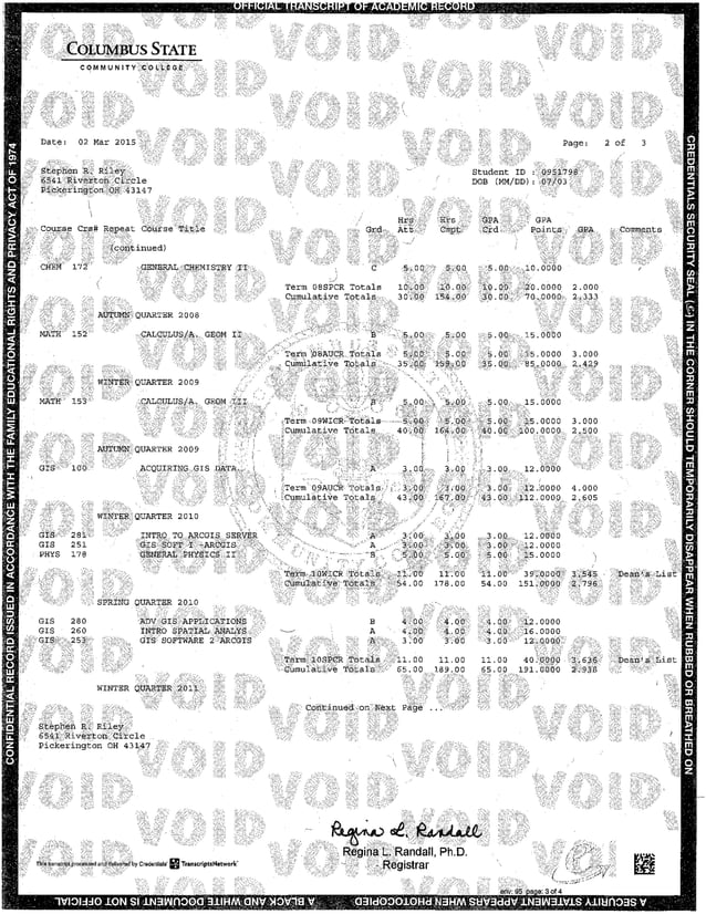 Columbus State Transcript | PDF