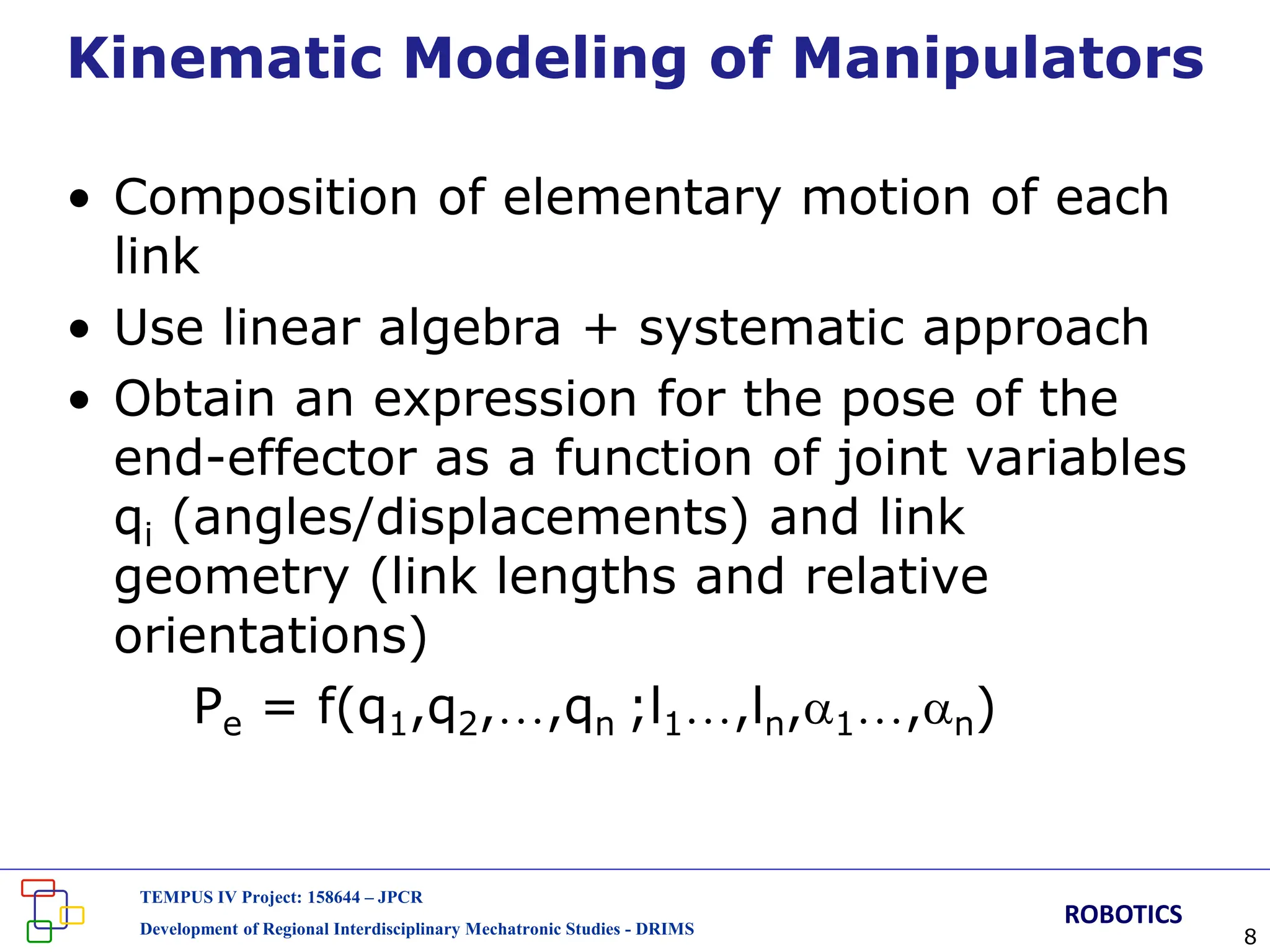 4_6 Forward kinematics ROBOTICS ENGINNERING.ppt | Robotics | Technology & Computing