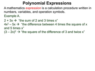 46polynomial expressions | PPTX