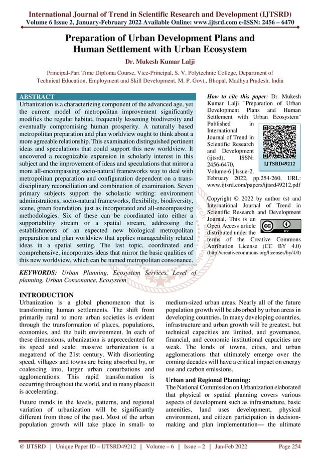 Preparation of Urban Development Plans and Human Settlement with Urban ...