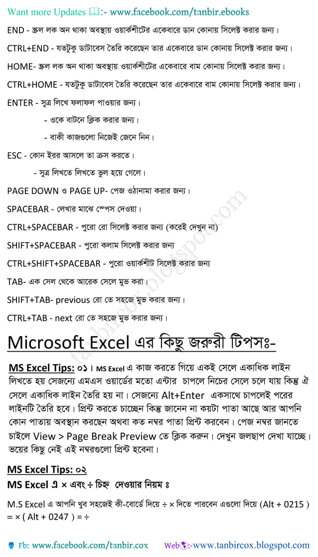 MS Excel bengali complete tutorial with image | PDF