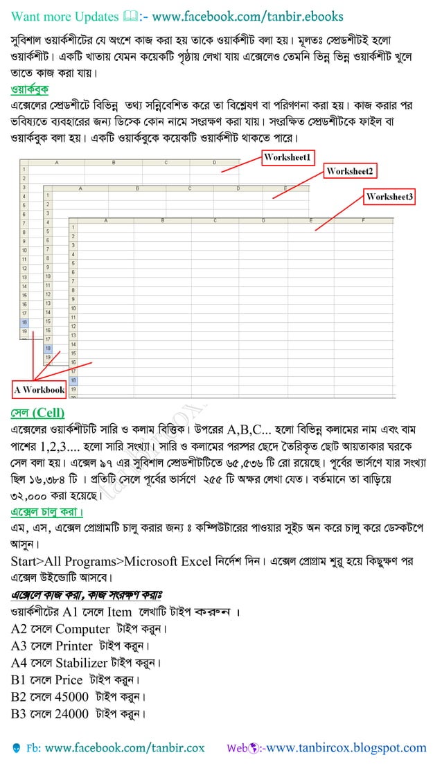 MS Excel bengali complete tutorial with image | PDF