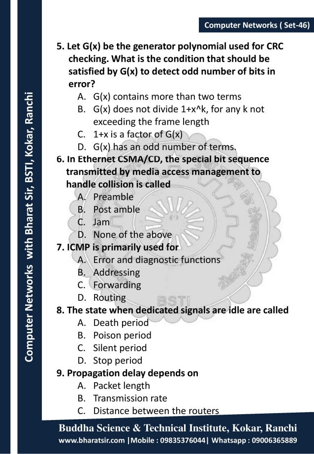 BSTI-BharatSir : Computer Network , Set-46 | PDF