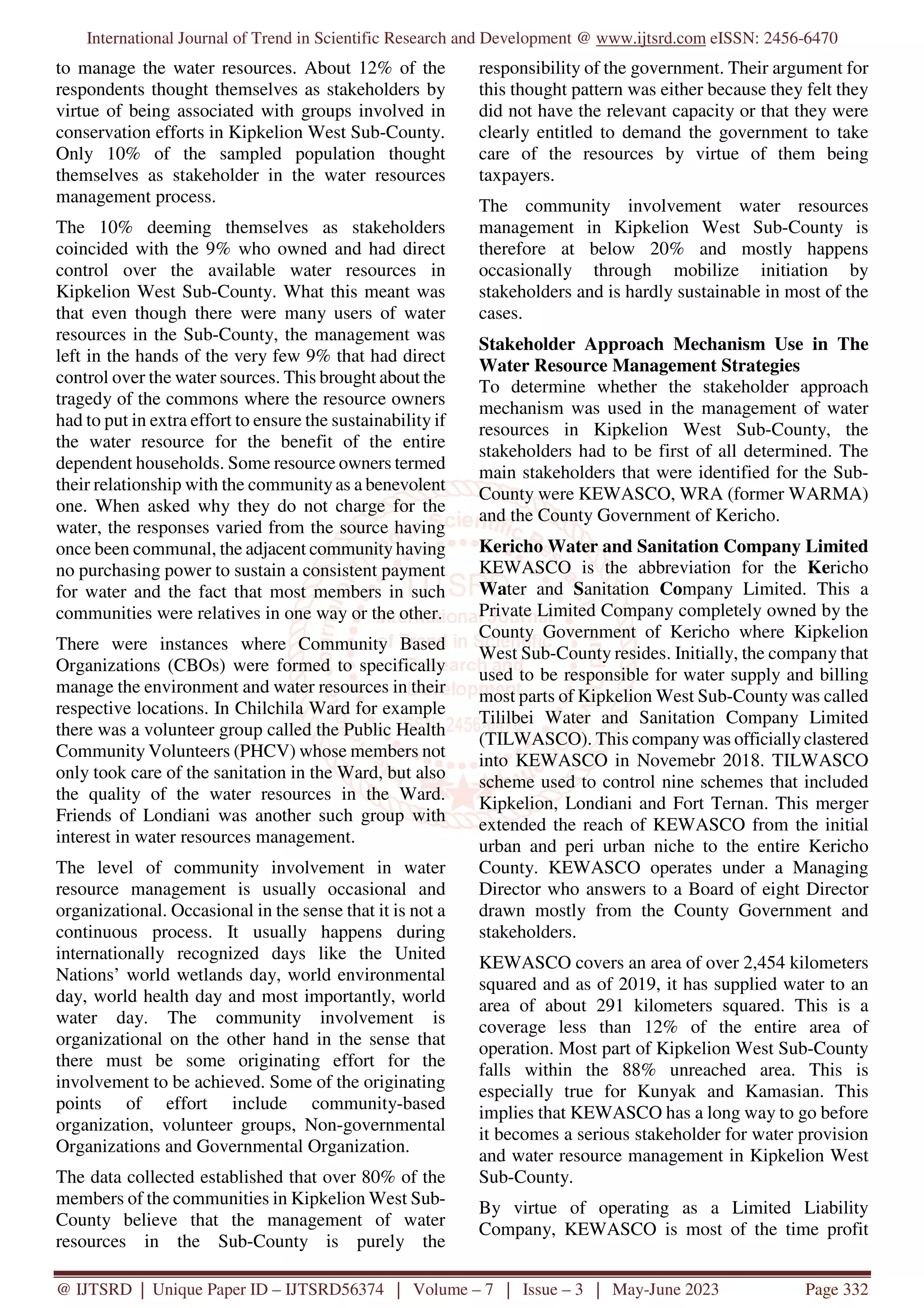 Stakeholder Participation in Water Resource Management Drop of Life | PDF