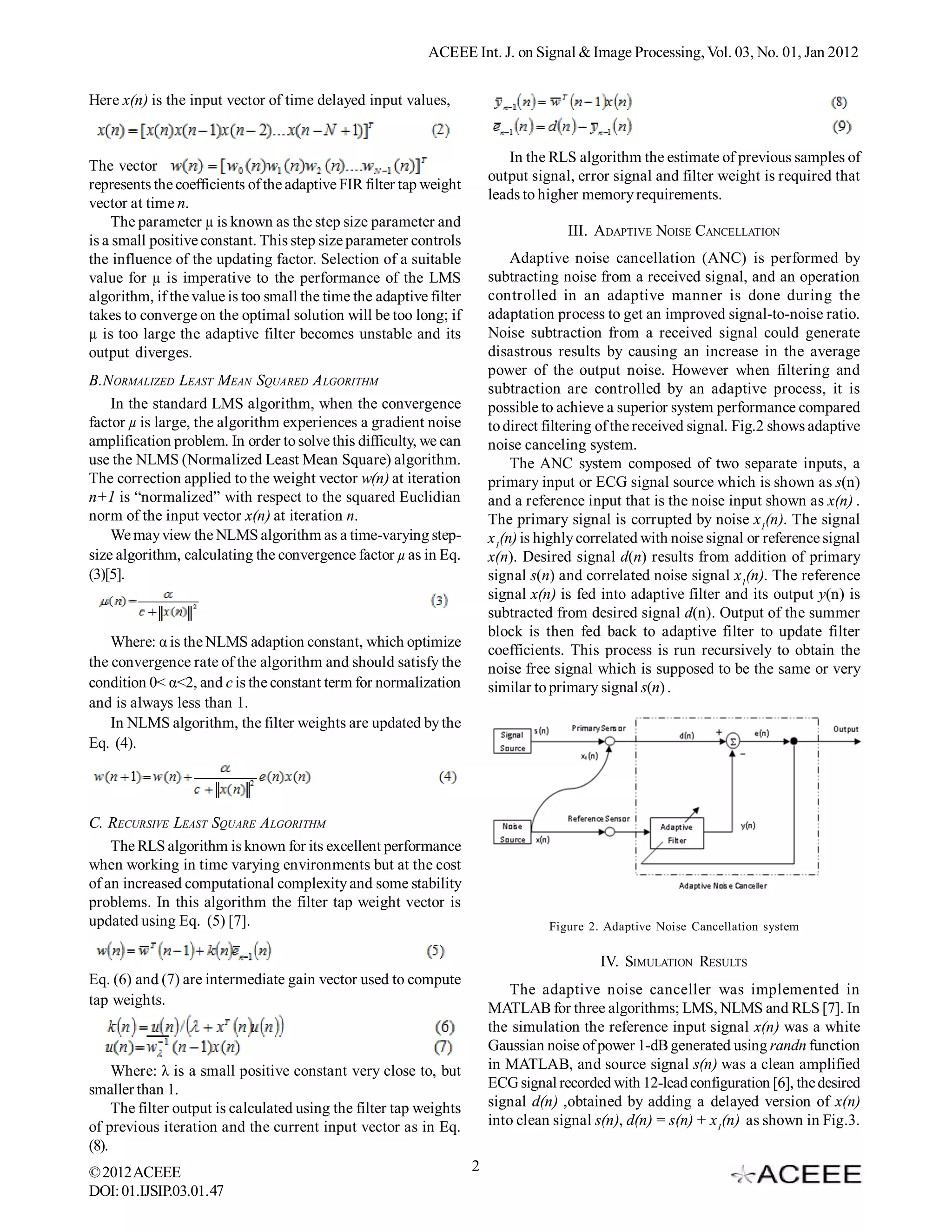 Simulation of Adaptive Noise Canceller for an ECG signal Analysis | PDF ...