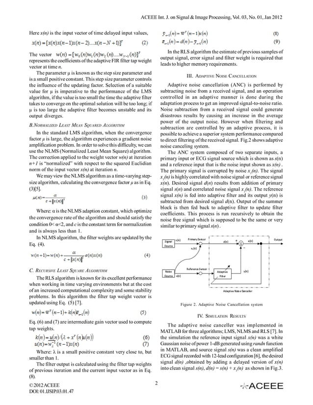 Simulation of Adaptive Noise Canceller for an ECG signal Analysis | PDF | Digital Audio ...