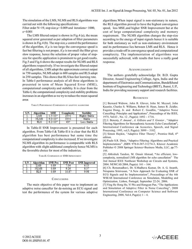 Simulation of Adaptive Noise Canceller for an ECG signal Analysis | PDF | Digital Audio ...