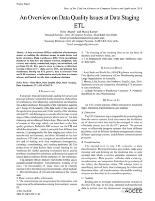 An Overview on Data Quality Issues at Data Staging ETL | PDF