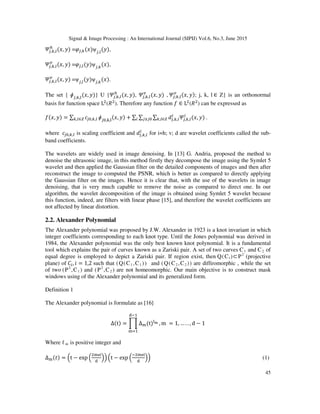 ALEXANDER FRACTIONAL INTEGRAL FILTERING OF WAVELET COEFFICIENTS FOR IMAGE DENOISING | PDF