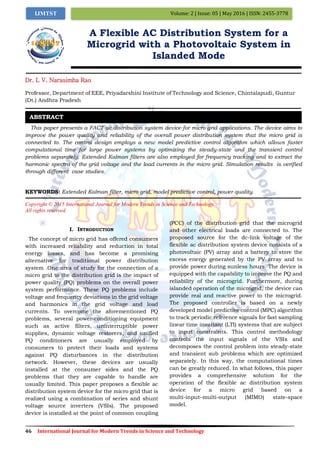 A Flexible AC Distribution System for a Microgrid with a Photovoltaic System in Islanded Mode ...