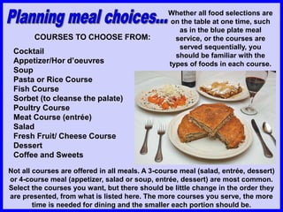MEAL PLANNING (5COURSE MEAL) | PPT