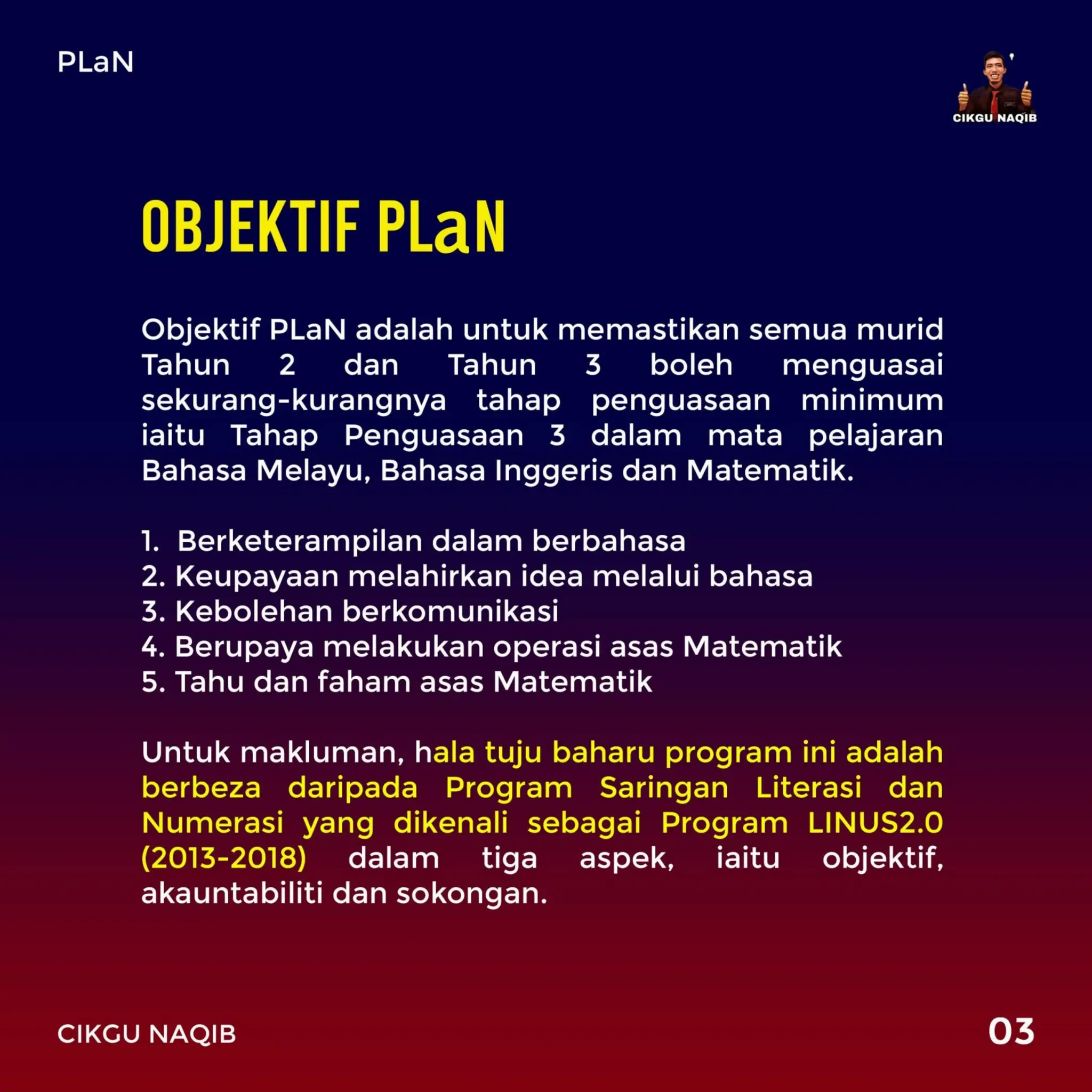 PLaN (Program Literasi dan Numerasi Sekolah Rendah) | PDF