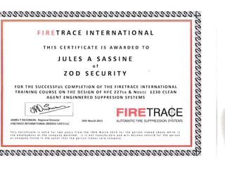 firetrace certificate | PDF