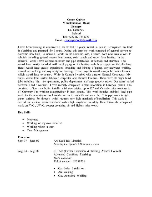 Conor Quirke CV | PDF