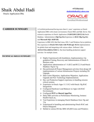 Shaik Abdul Hadi | DOC | Databases | Computer Software and Applications