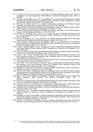 2.45 GHz rectenna with high gain for RF energy harvesting | PDF