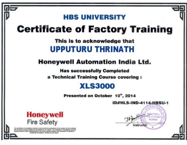 XLS 3000 CERTIFICATE