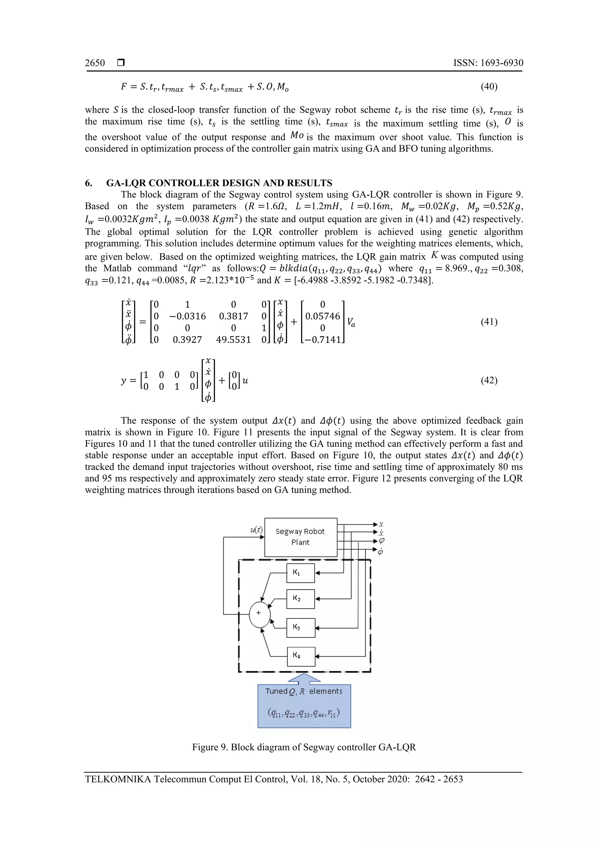 Balancing a Segway robot using LQR controller based on genetic and ...