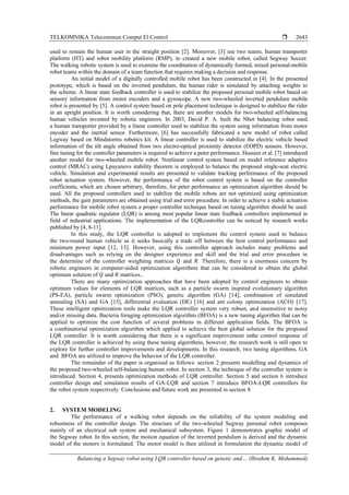 Balancing a Segway robot using LQR controller based on genetic and ...