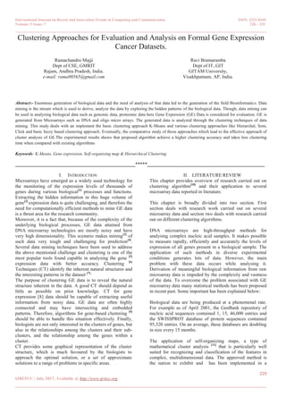 Clustering Approaches for Evaluation and Analysis on Formal Gene Expression Cancer Datasets | PDF