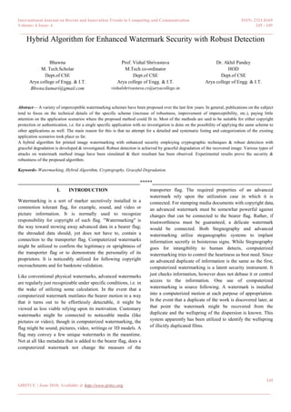 Hybrid Algorithm for Enhanced Watermark Security with Robust Detection | PDF