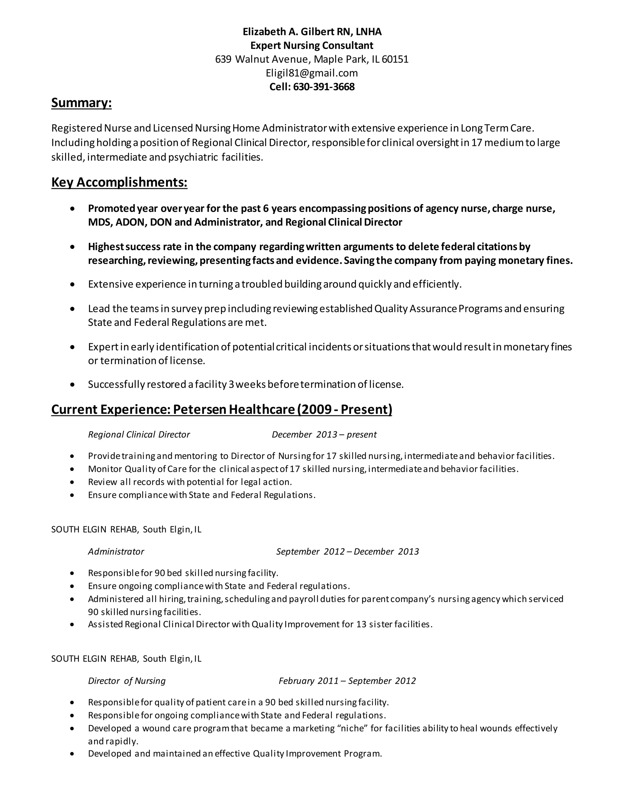 Resume EXT e gilbert | DOCX | Healthcare Industry | Industries