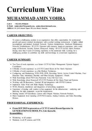 New CV amin vohra | DOCX