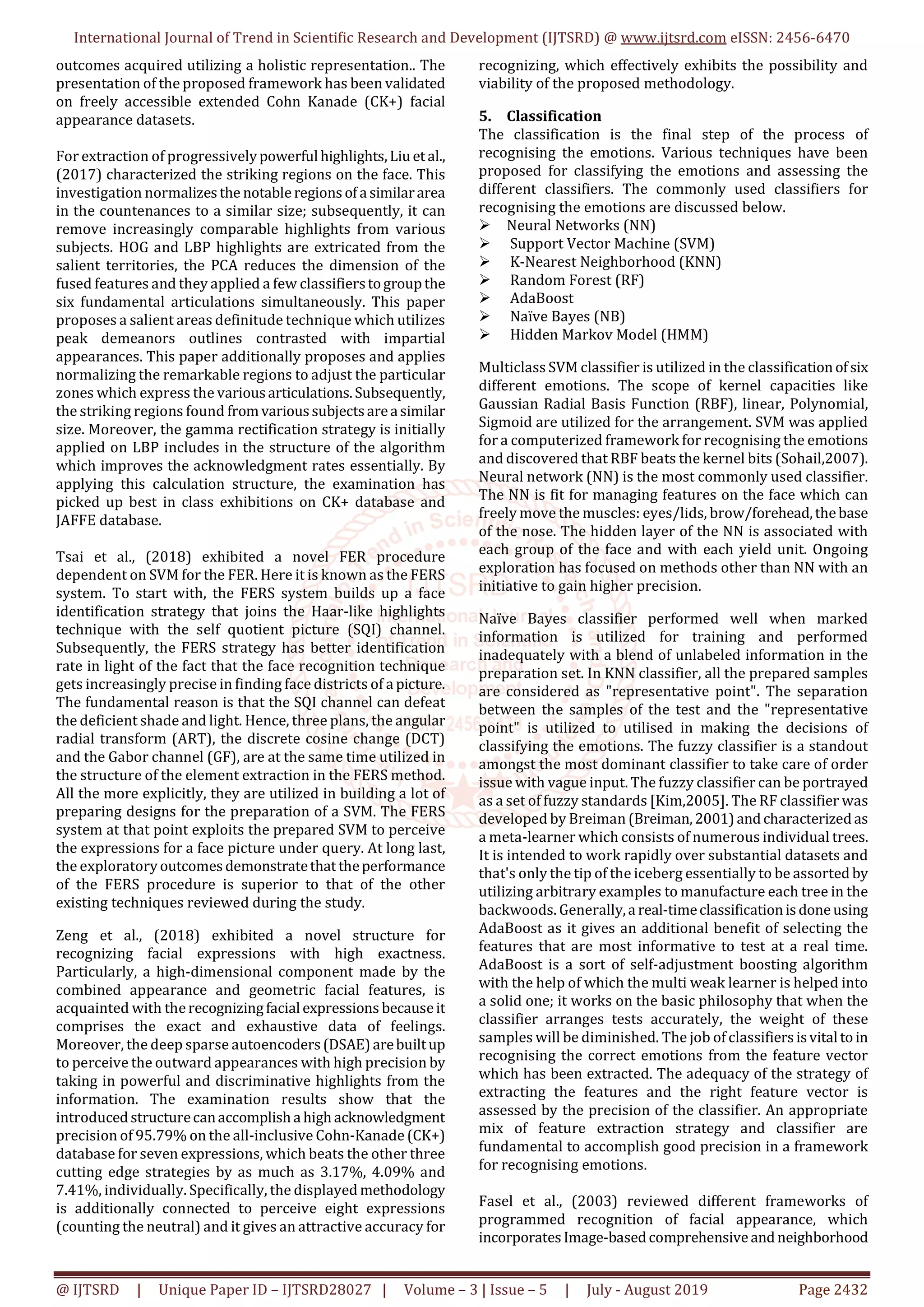Comparative Studies for the Human Facial Expressions Recognition Techniques | PDF