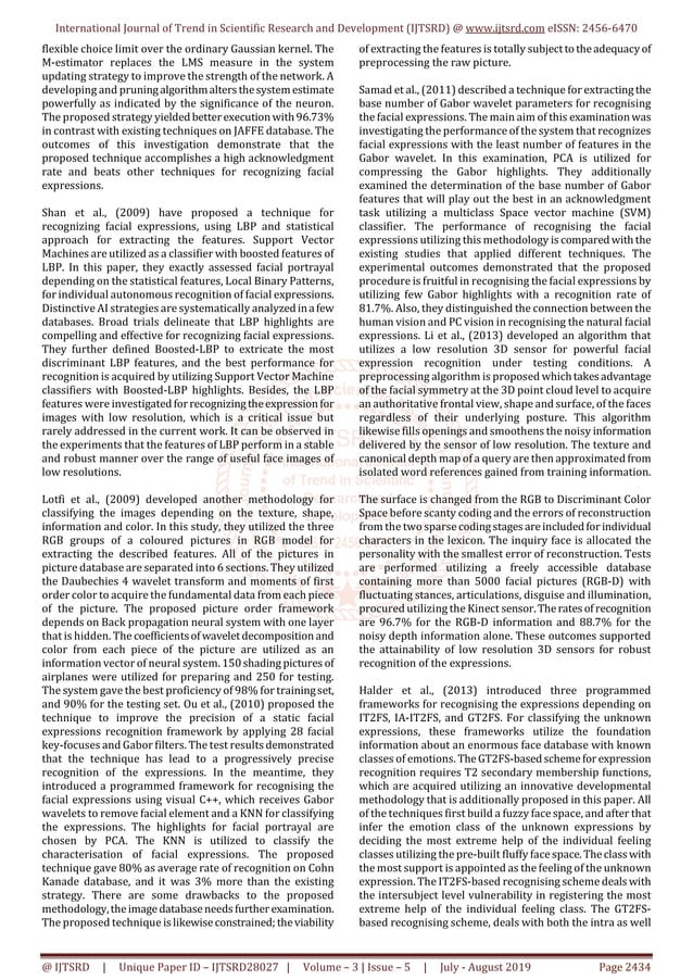 Comparative Studies for the Human Facial Expressions Recognition Techniques | PDF