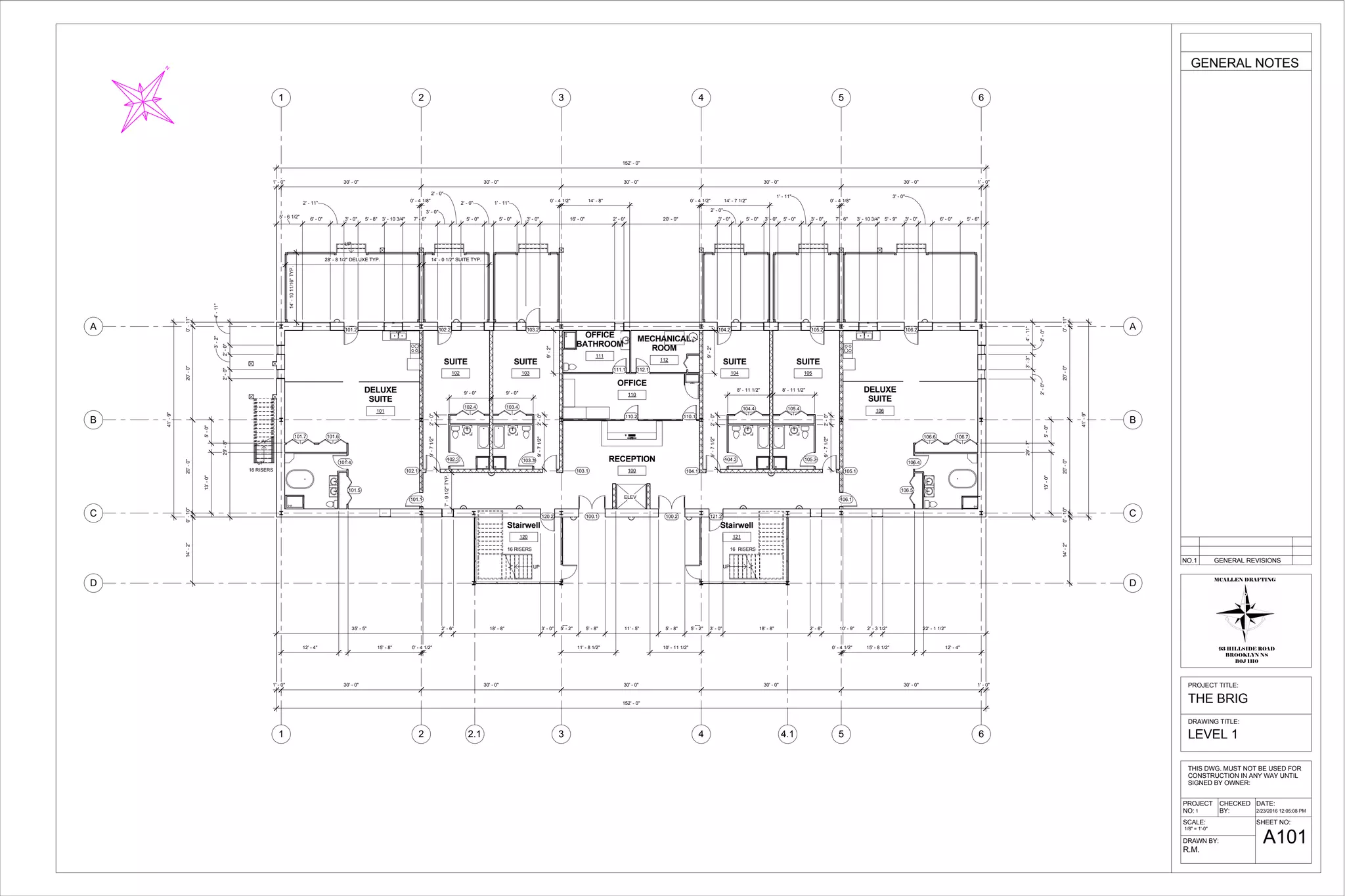 COMMERCIAL BUILDING REVIT 3D - Sheet - A101 - LEVEL 1 | PDF