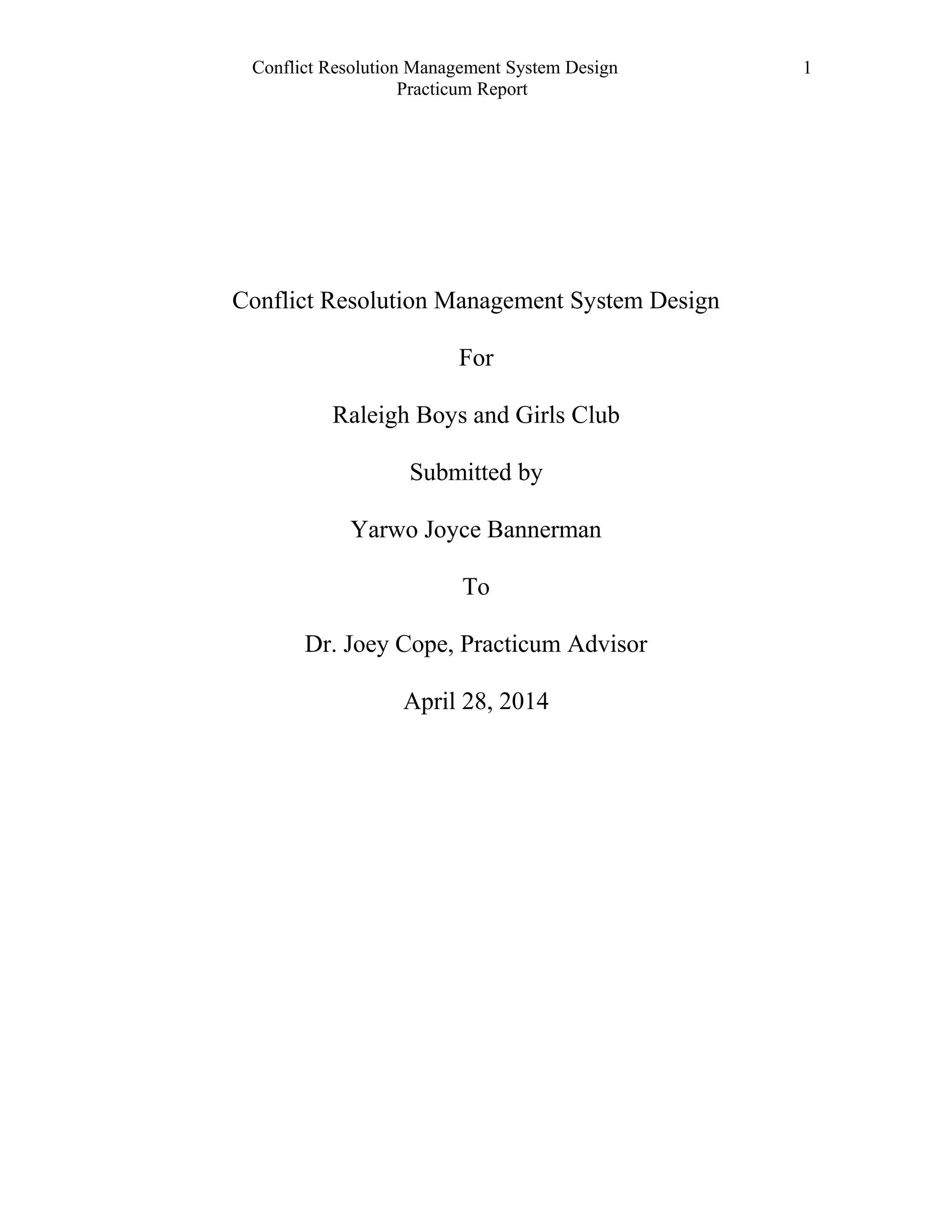 Conflict Resolution Management System Design for printing | DOC