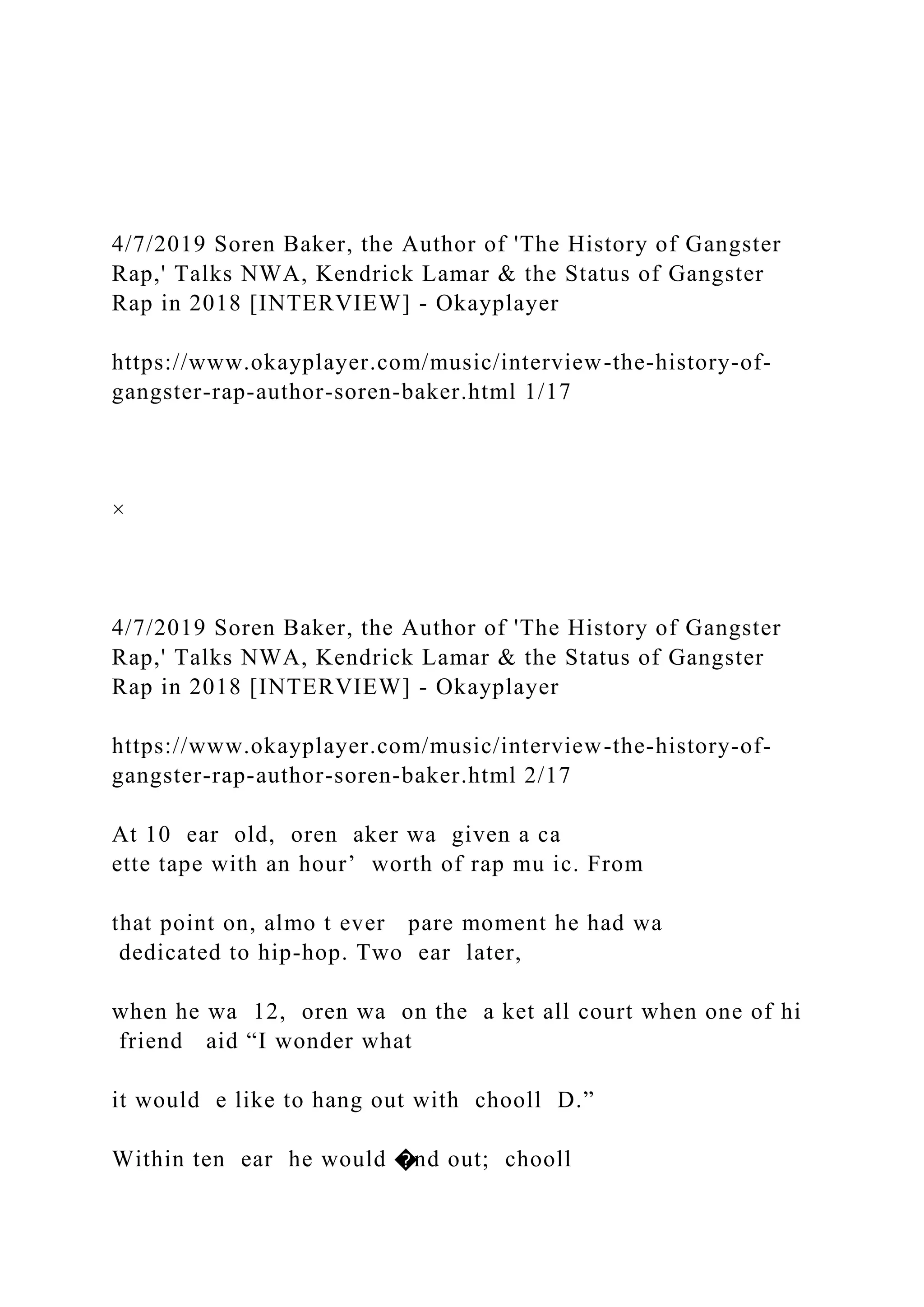 472019 Soren Baker, the Author of The History of Gangster R.docx