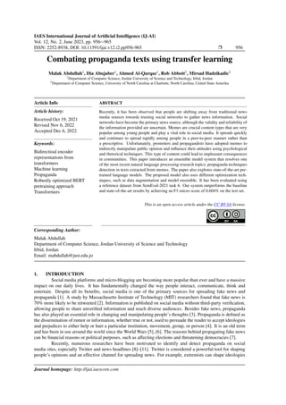 Combating propaganda texts using transfer learning | PDF