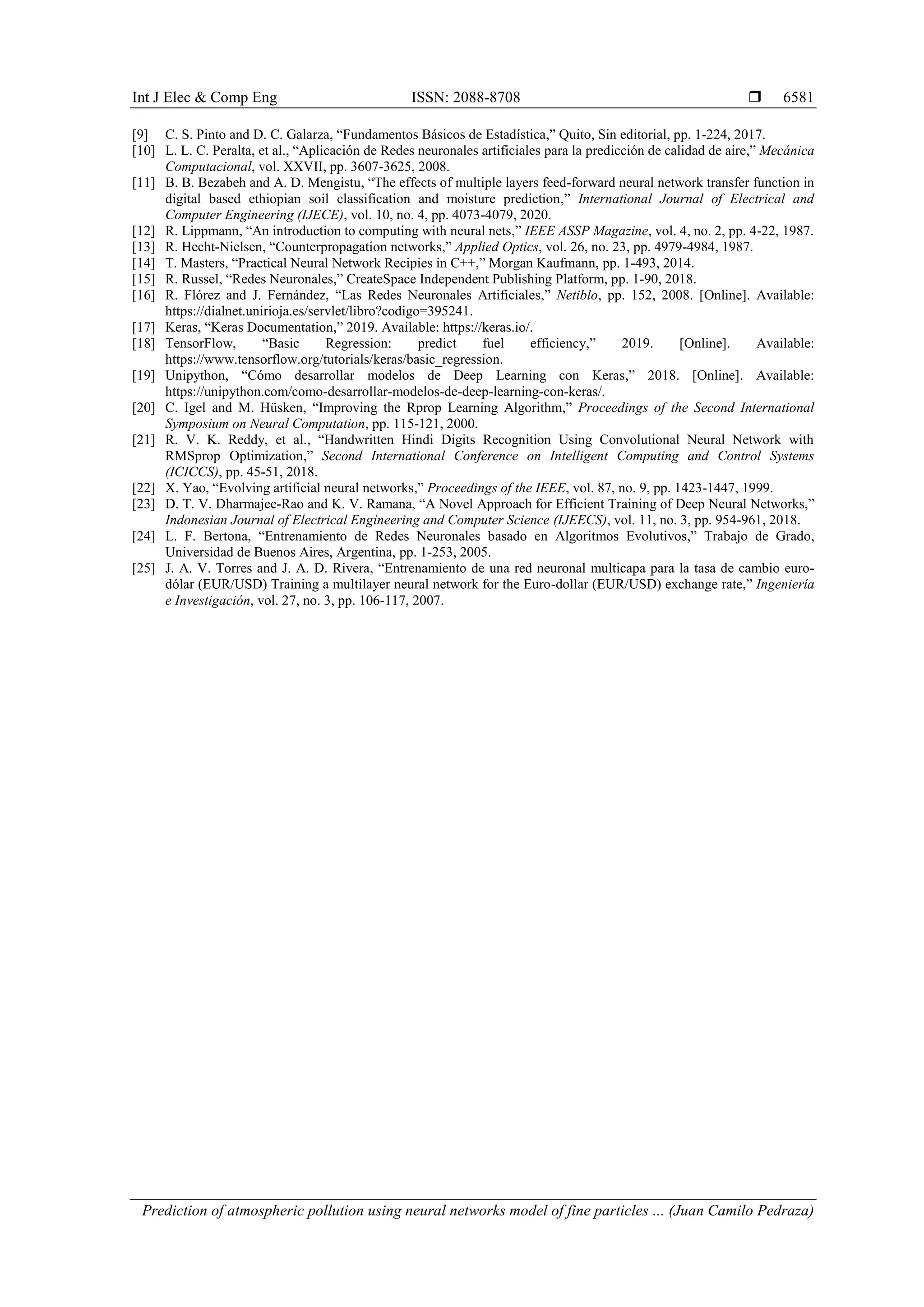 Prediction of atmospheric pollution using neural networks model of fine particles in the town of ...
