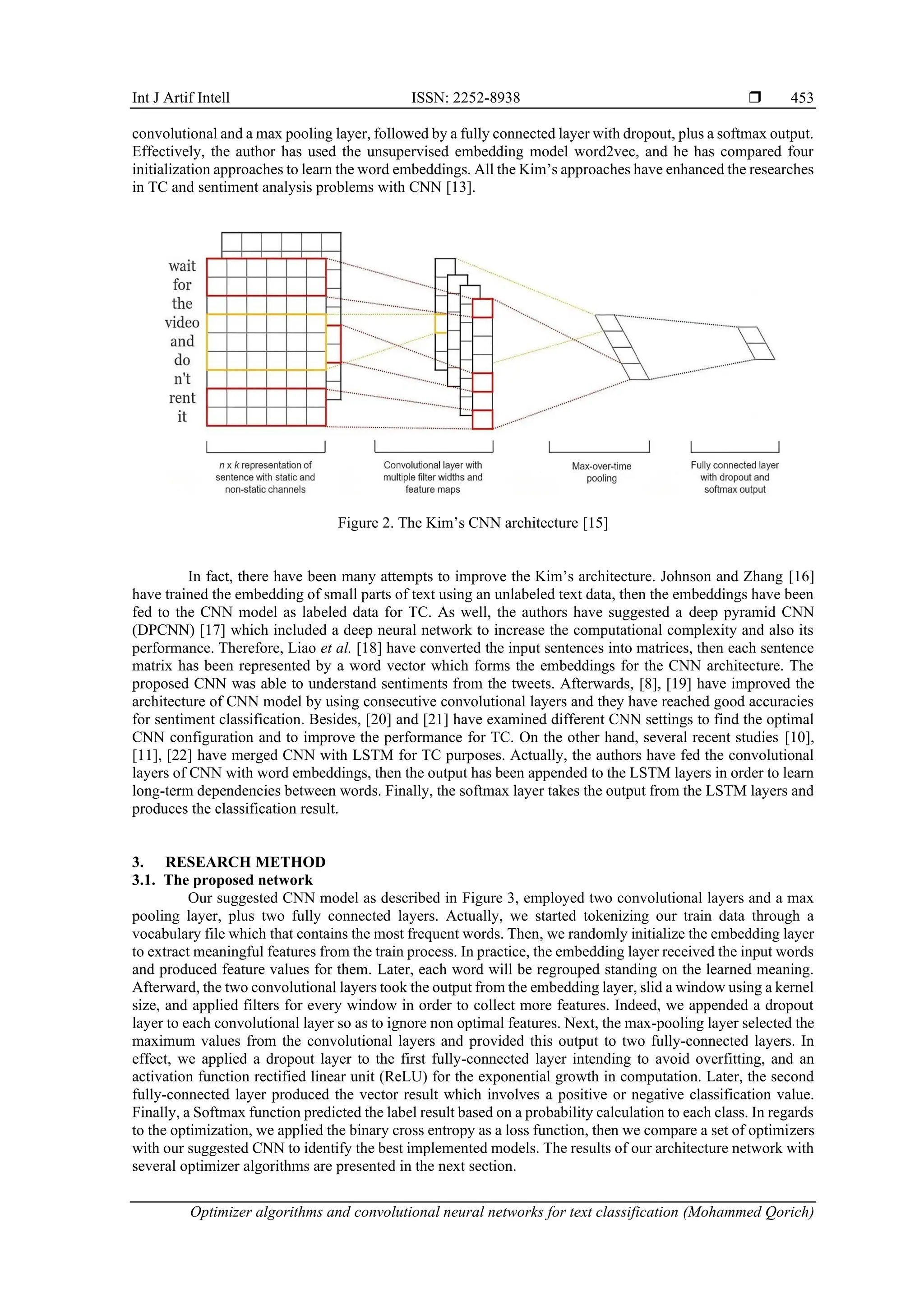 Optimizer Algorithms And Convolutional Neural Networks For Text