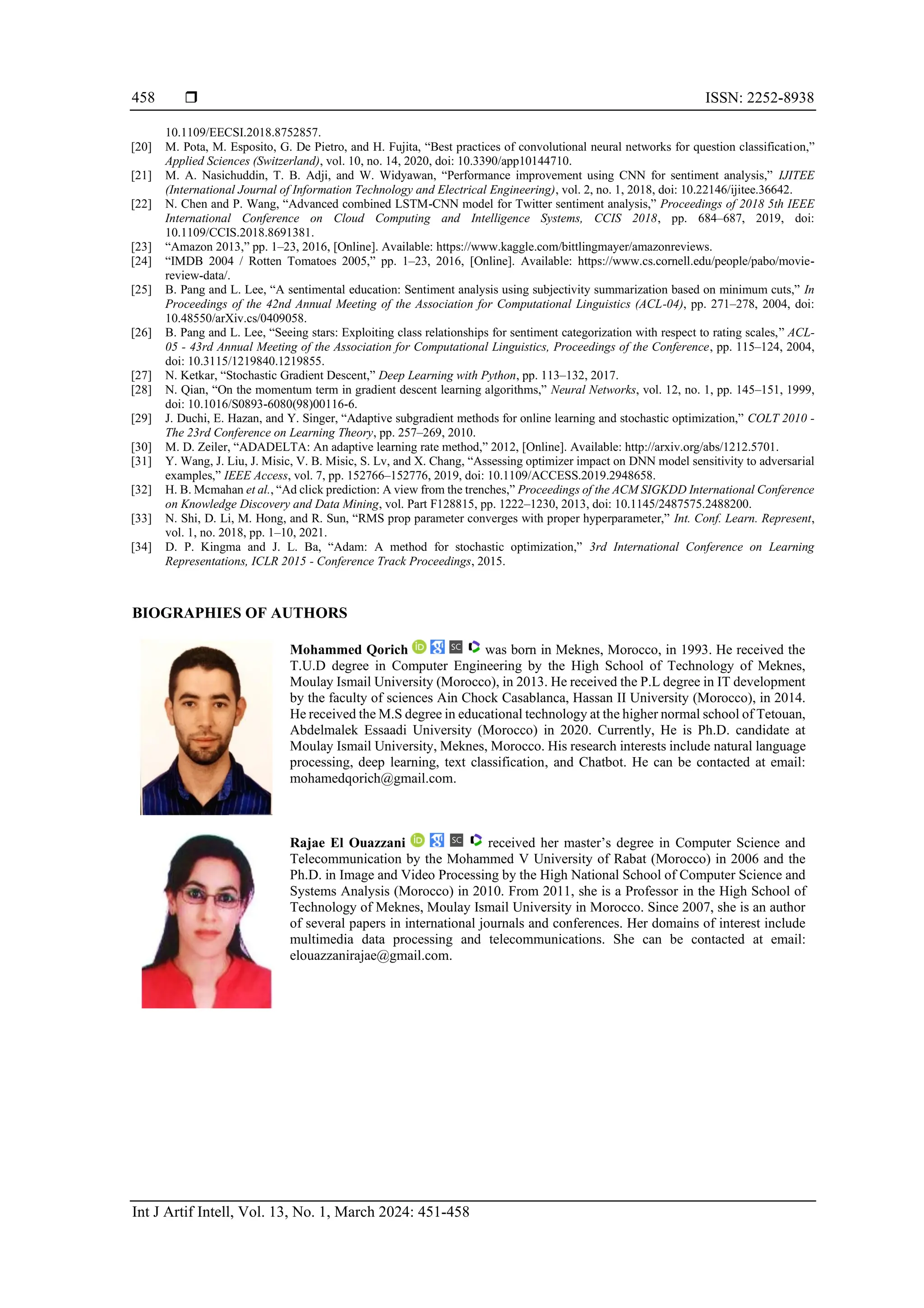 Optimizer Algorithms And Convolutional Neural Networks For Text Classification Pdf 
