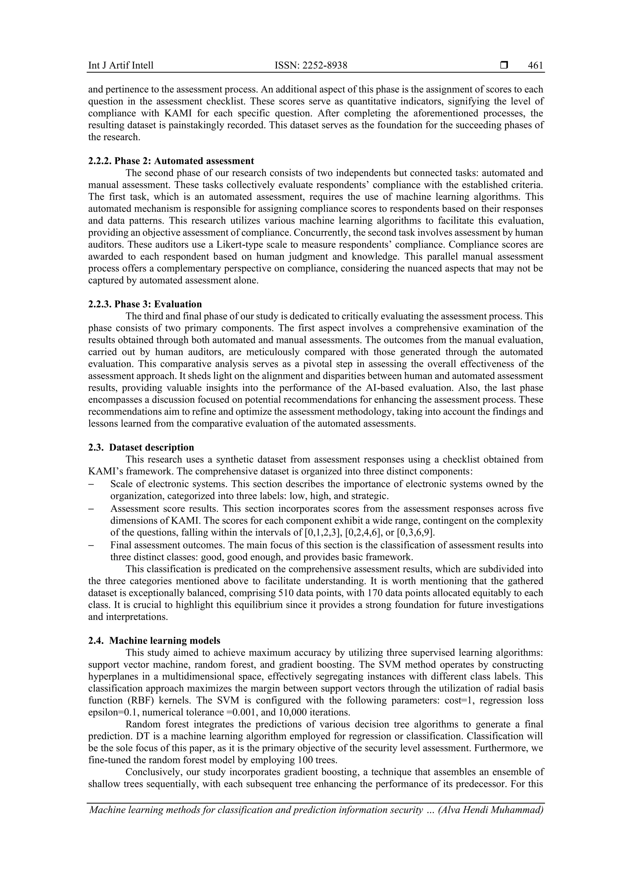 Machine learning methods for classification and prediction information security risk assessment ...