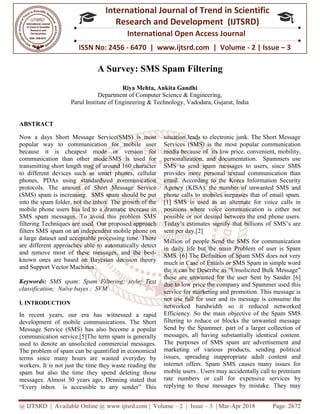A Survey: SMS Spam Filtering | PDF