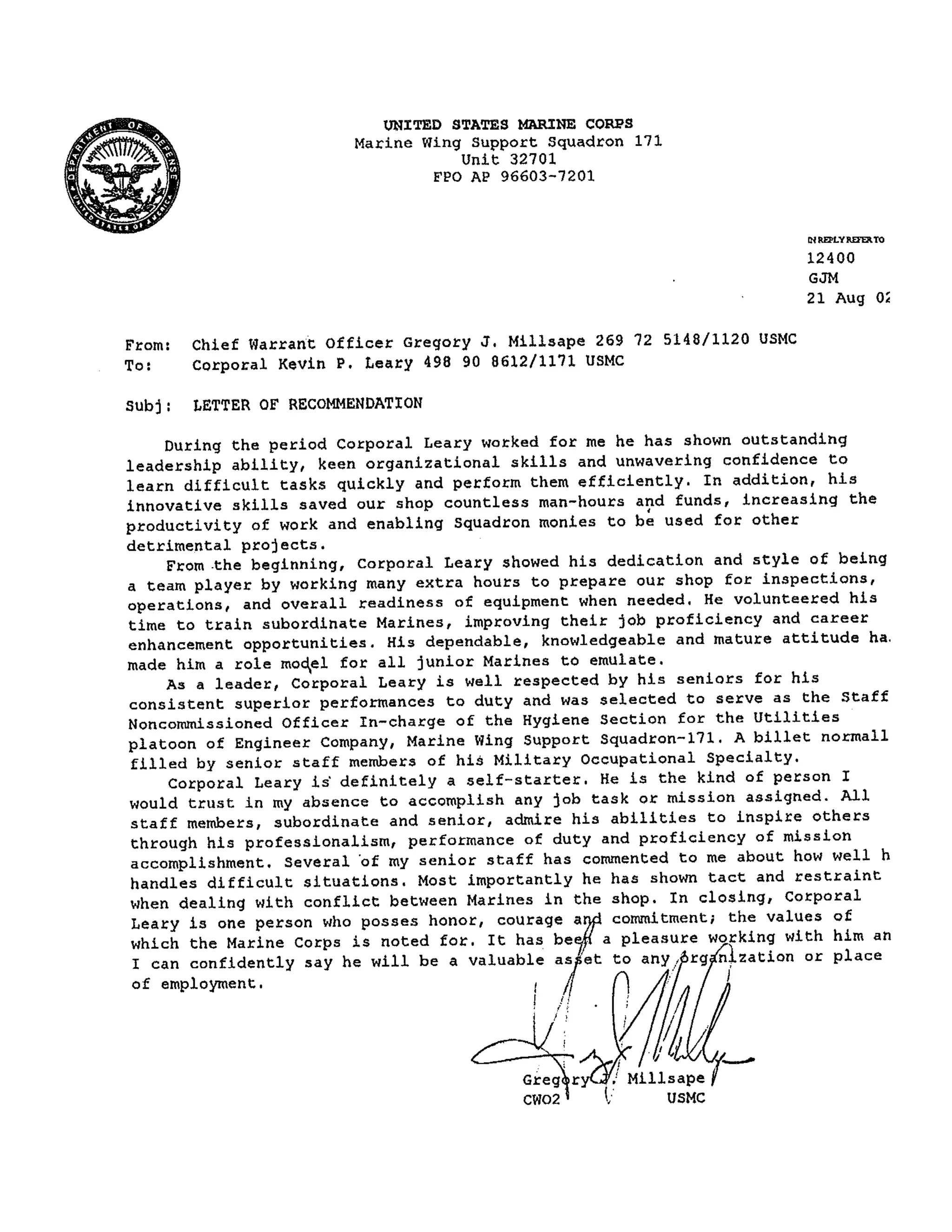 USMC letters of rec | PDF