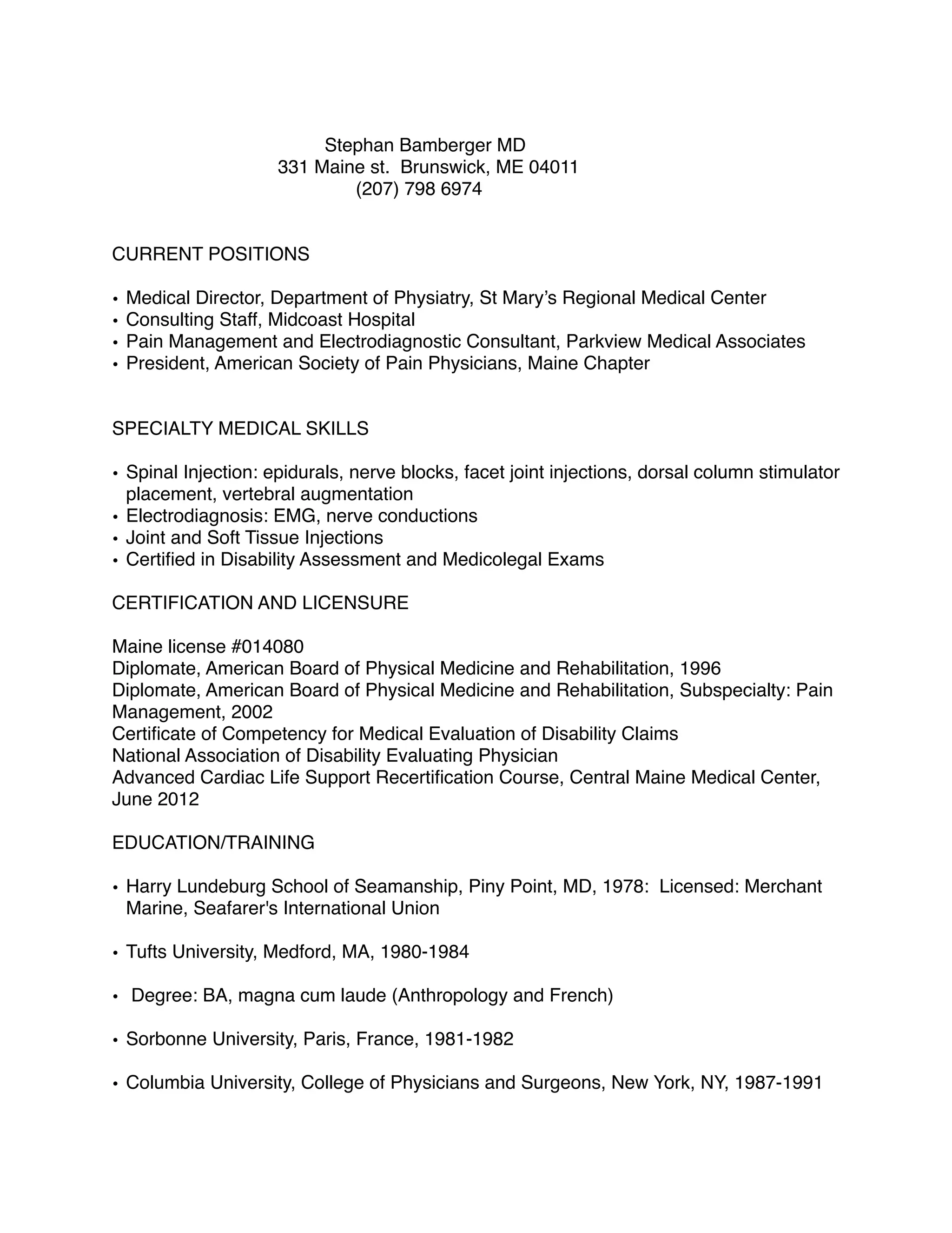 Bamberger CV 3-2015 | PDF