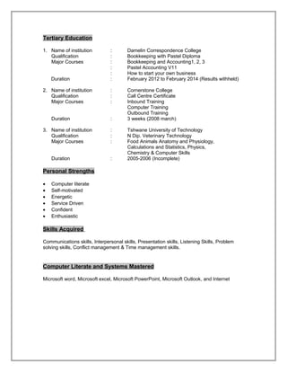 Mojalefa updated cv 2016-17 | DOC