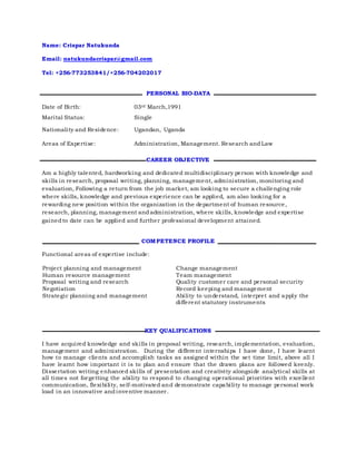 Crispar natukunda's curriculum vitae | DOCX
