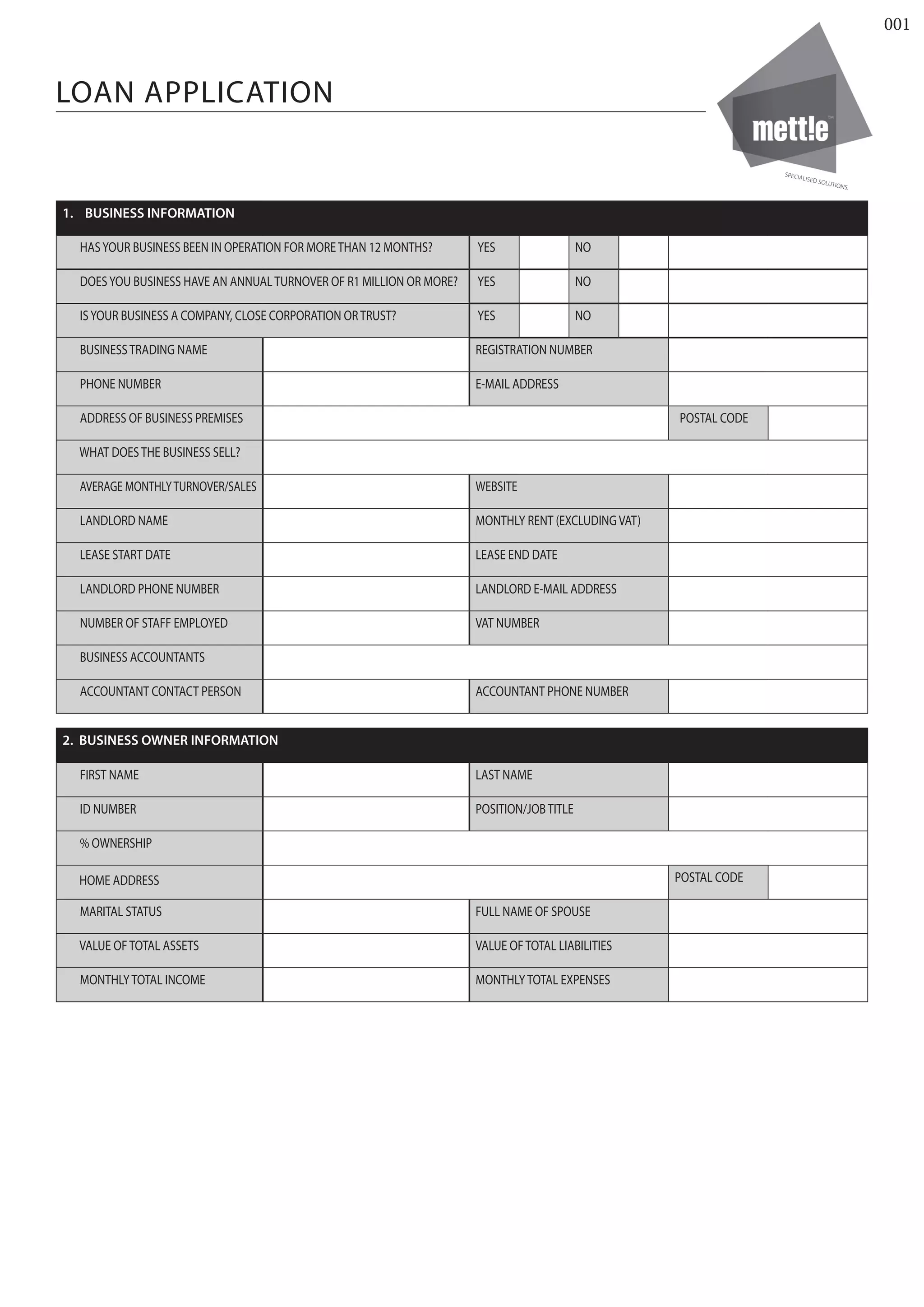 Merchant Finance Application Form | PDF