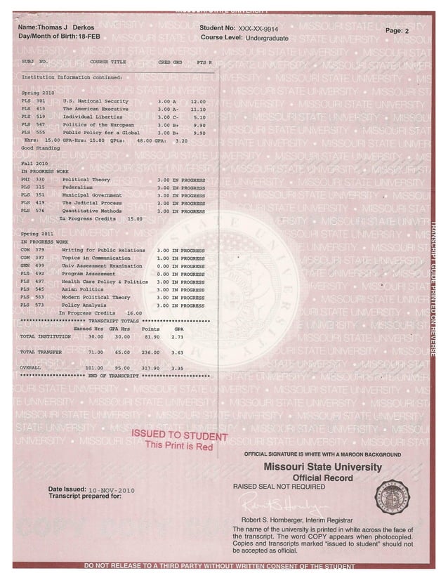 MissouriStateTranscript | PDF